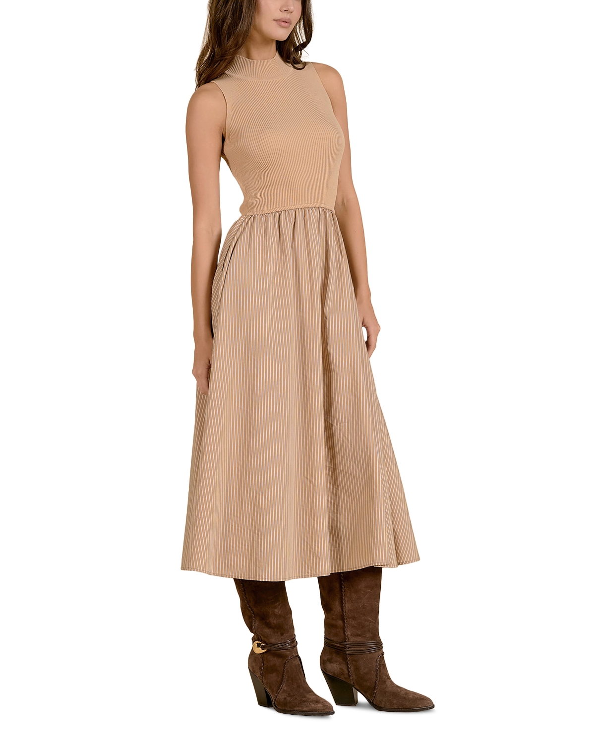 ELAN Elan Mock Neck Sleeveless Dress